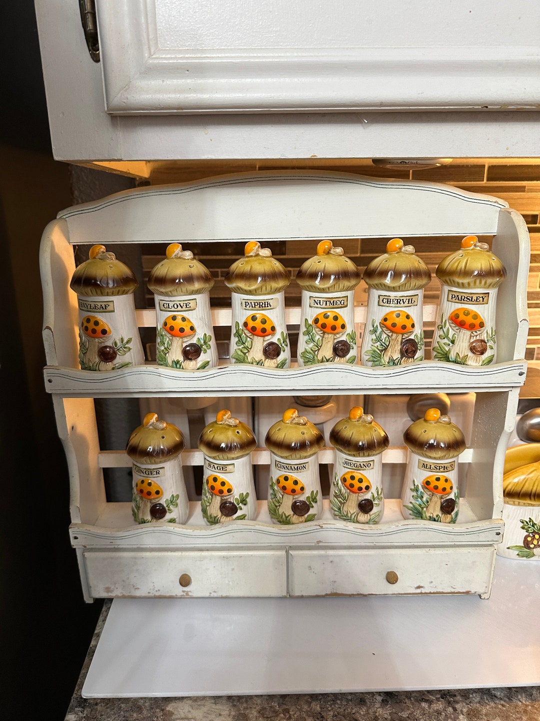 Merry Mushroom Spice Rack With 11 Spices - Etsy