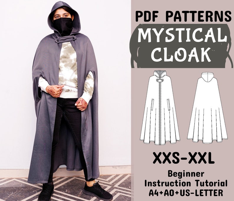 Hooded Cloak Sewing Pattern, Medieval Costume (PDF Patterns) - Etsy