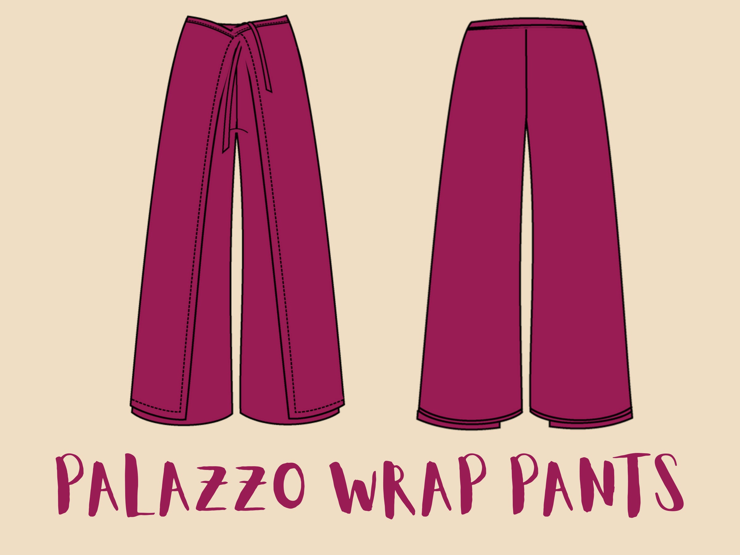 Palazzo Wrap Pants Sewing Pattern, Beginner Friendly (PDF Pattern) - Etsy