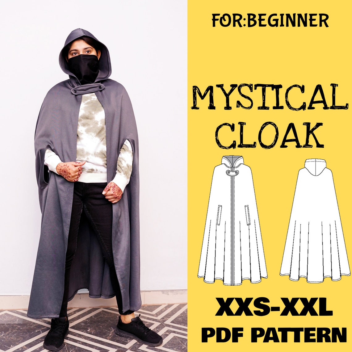 Cloak With Hood Sewing Patterns Halloween Sewing Medieval - Etsy