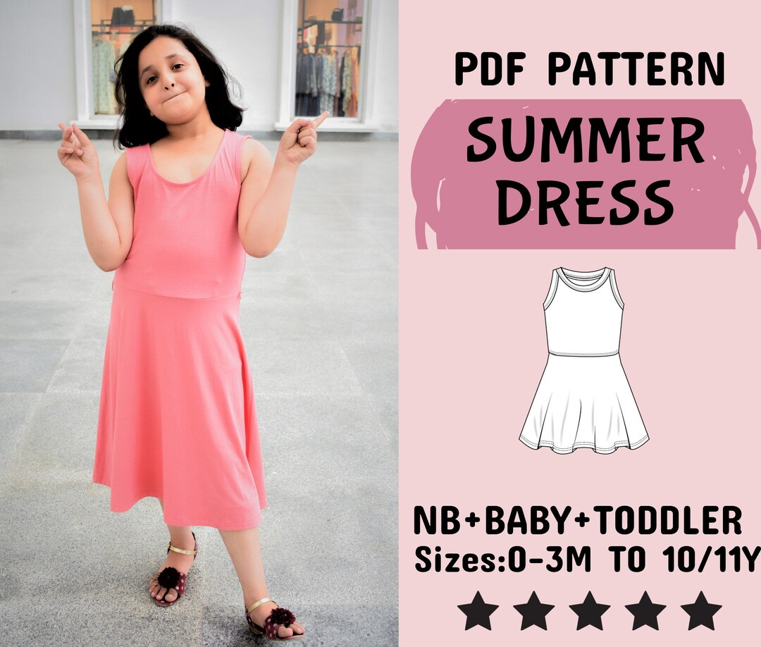 Baby Summer Dress Sewing Pattern, Toddler Dress Sewing Pattern, Flare ...