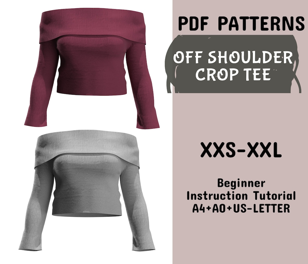 Crop Top Pdf Patterns, off Shoulder Top, Long Sleeve Top Patterns for ...
