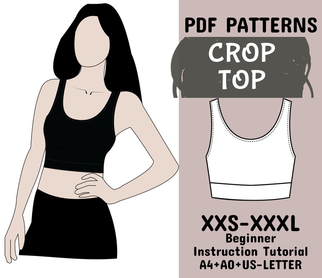 Crop Top Sewing Pattern for Womens, Beginners Friendly Women Crop Top ...