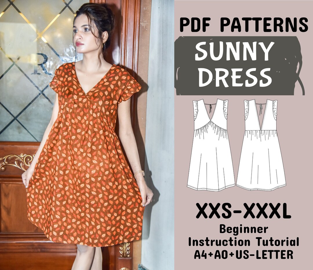 Summer Dress Sewing Pattern, Back Tie Dress, Women Dress Patterns ...