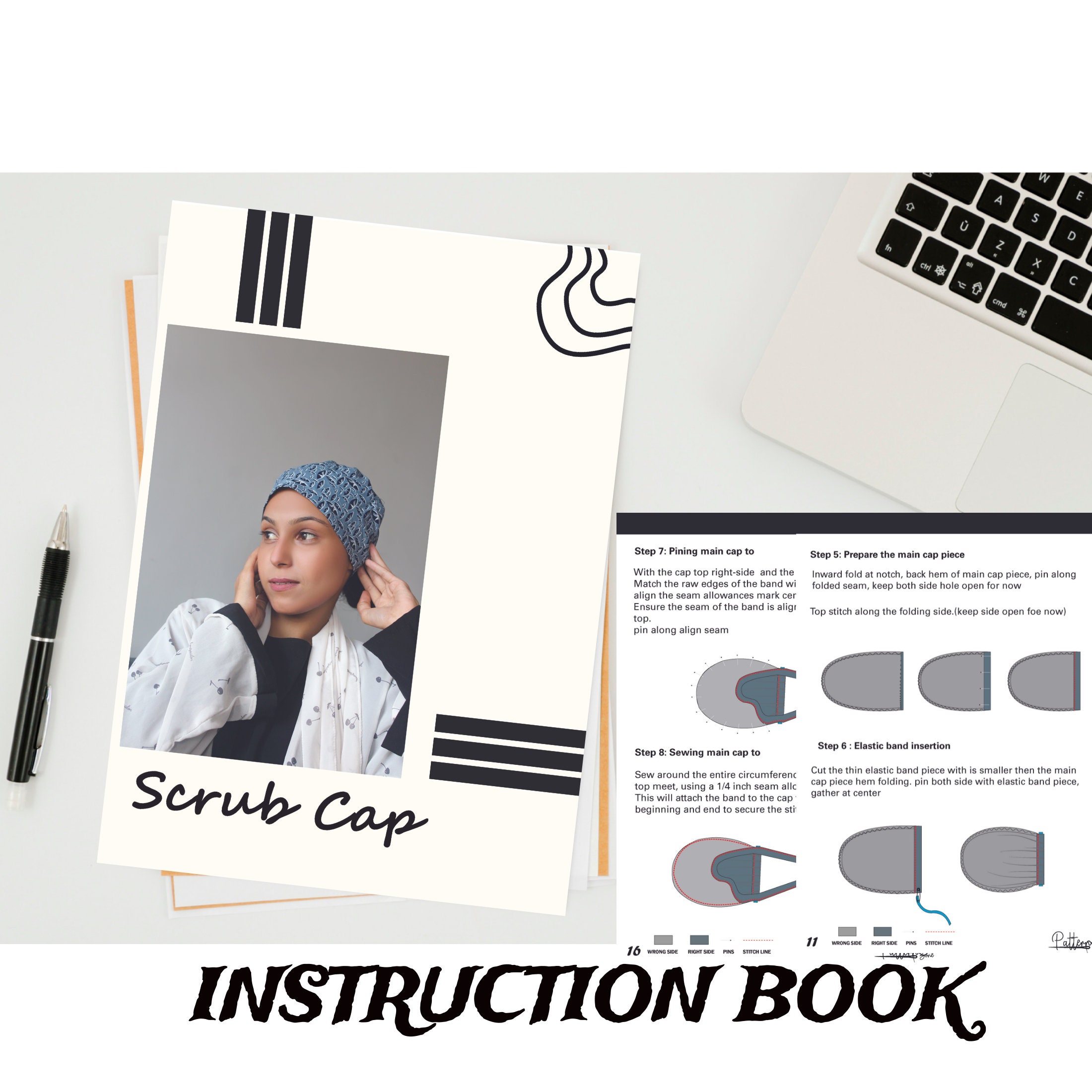 Scrub Cap Pattern Unisex, Scrub Hat Sewing Pattern, Surgical Cap ...