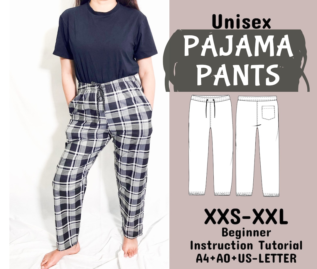 Unisex Pajama Pants Pattern, Easy Women Linen Pants Beginner Pdf ...