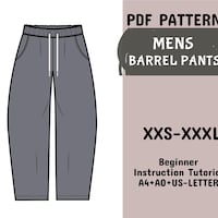 Maren Paneled Barrel Track Pants Sewing Pattern: Knit Fabric, XXS-5XL ...