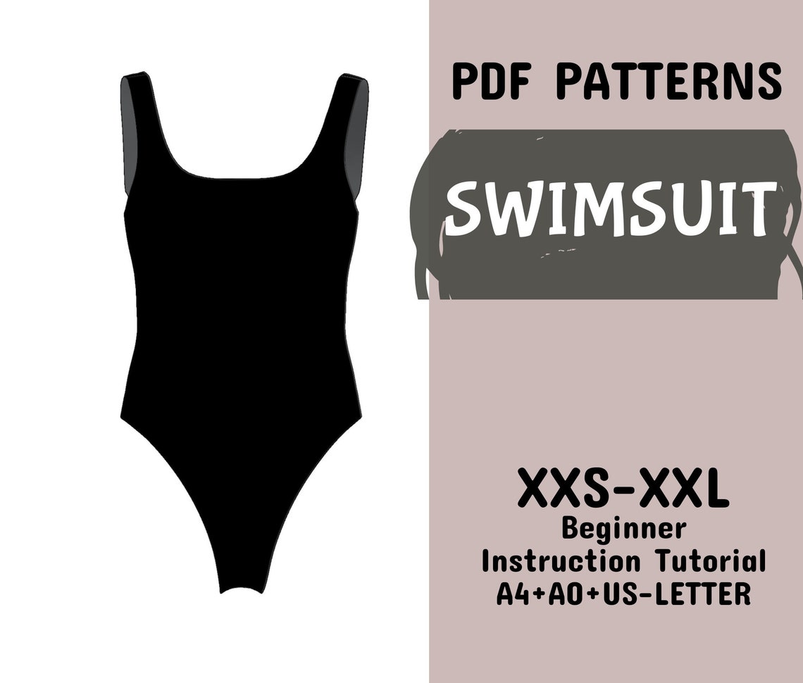 Swimsuit Pattern, Bathing Suit Pattern, Simple Swimsuit, Bikini Sewing ...