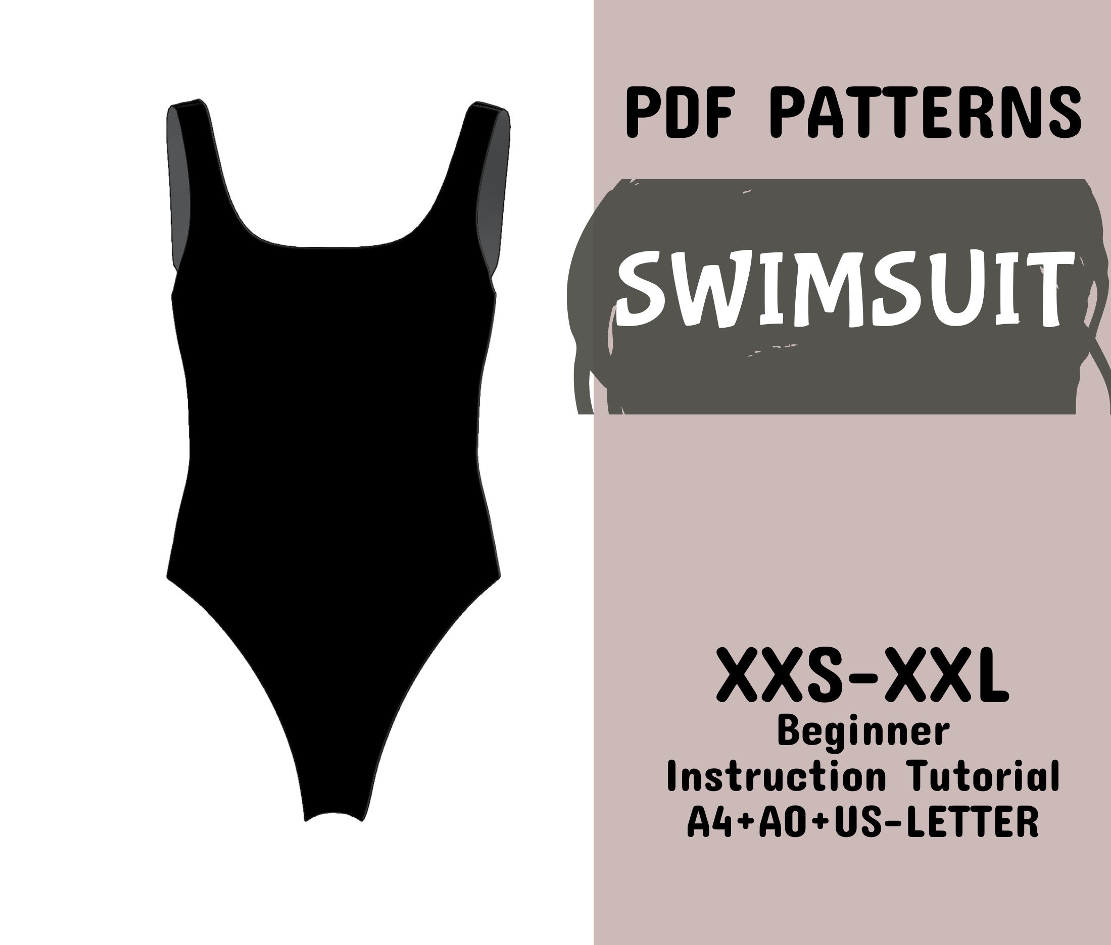 Swimsuit Pattern, Bathing Suit Pattern, Simple Swimsuit, Bikini Sewing ...