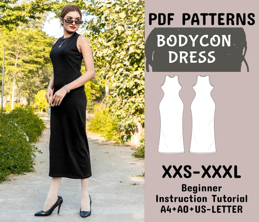 Bodycon Dress Sewing Pattern, Prom Dress, Easy for Beginners to Sew ...