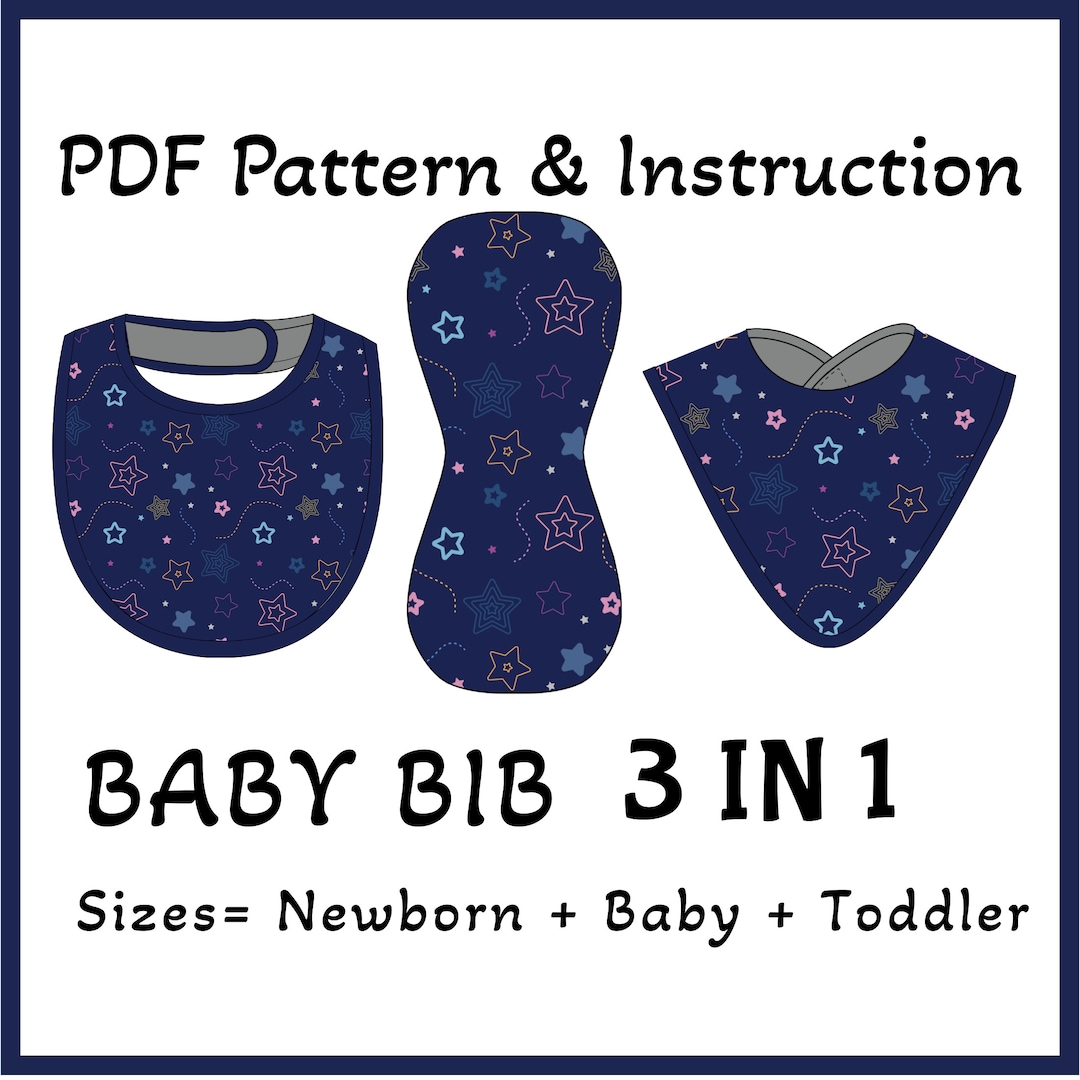 Baby Bib Sewing Pattern, Burp Cloth Patterns, Bandana Baby Bib, Baby ...