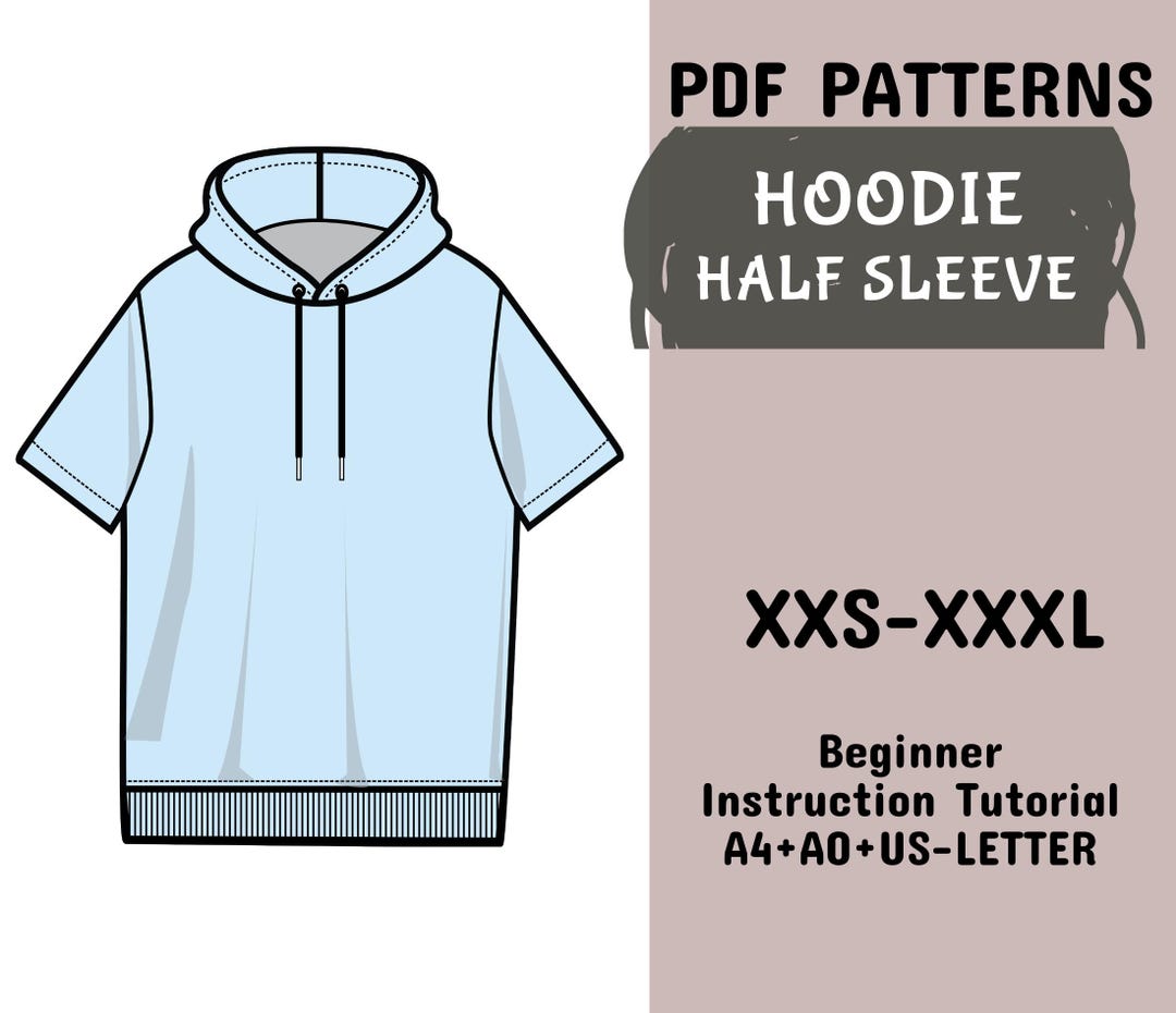 Hoodie Sewing Patterns Pdf, Unisex Hooded Sweatshirt Casual Pdf ...