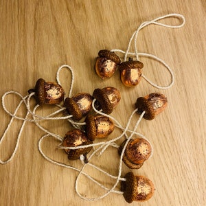 Set of 12 Natural Bronze Colored Acorns, Real Oak Handmade Christmas ...