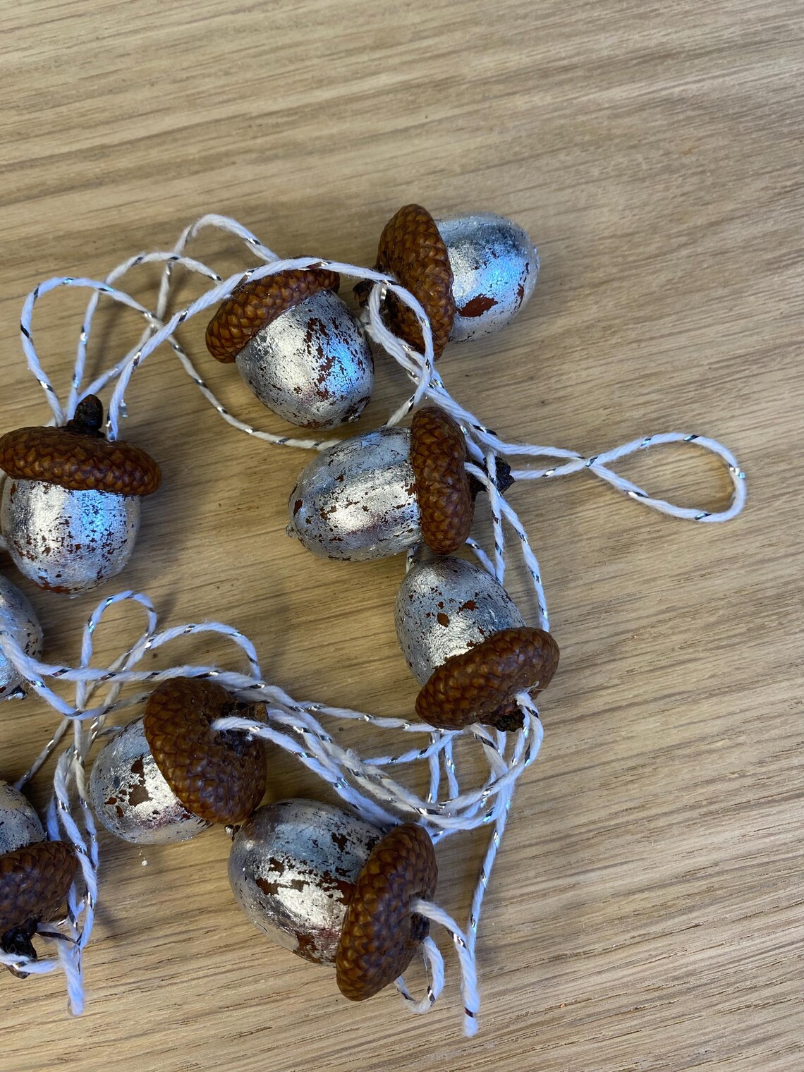 Set of 12 Natural Silver Colored Acorns, Real Oak Handmade Christmas ...