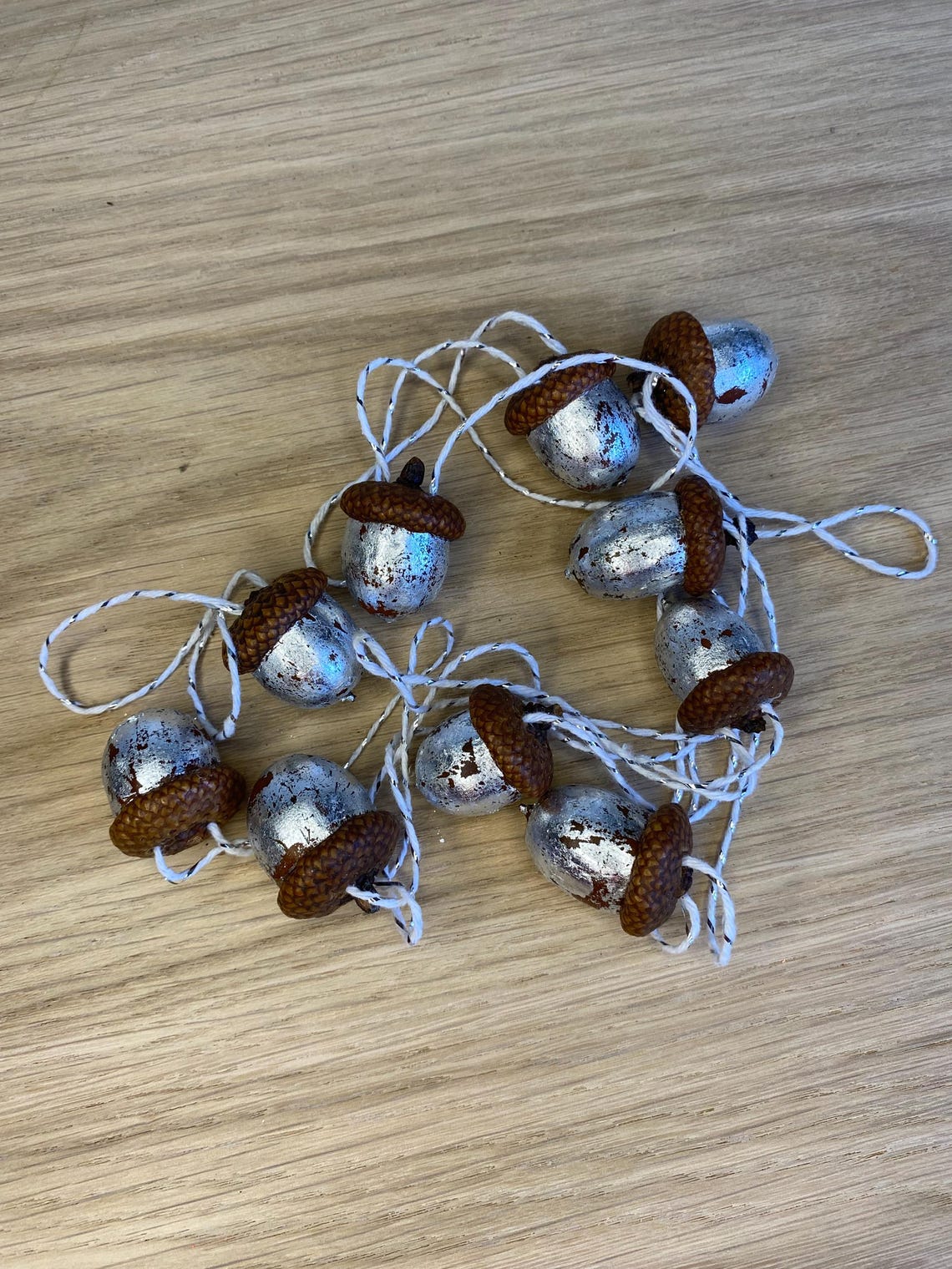 Set of 12 Natural Silver Colored Acorns, Real Oak Handmade Christmas ...