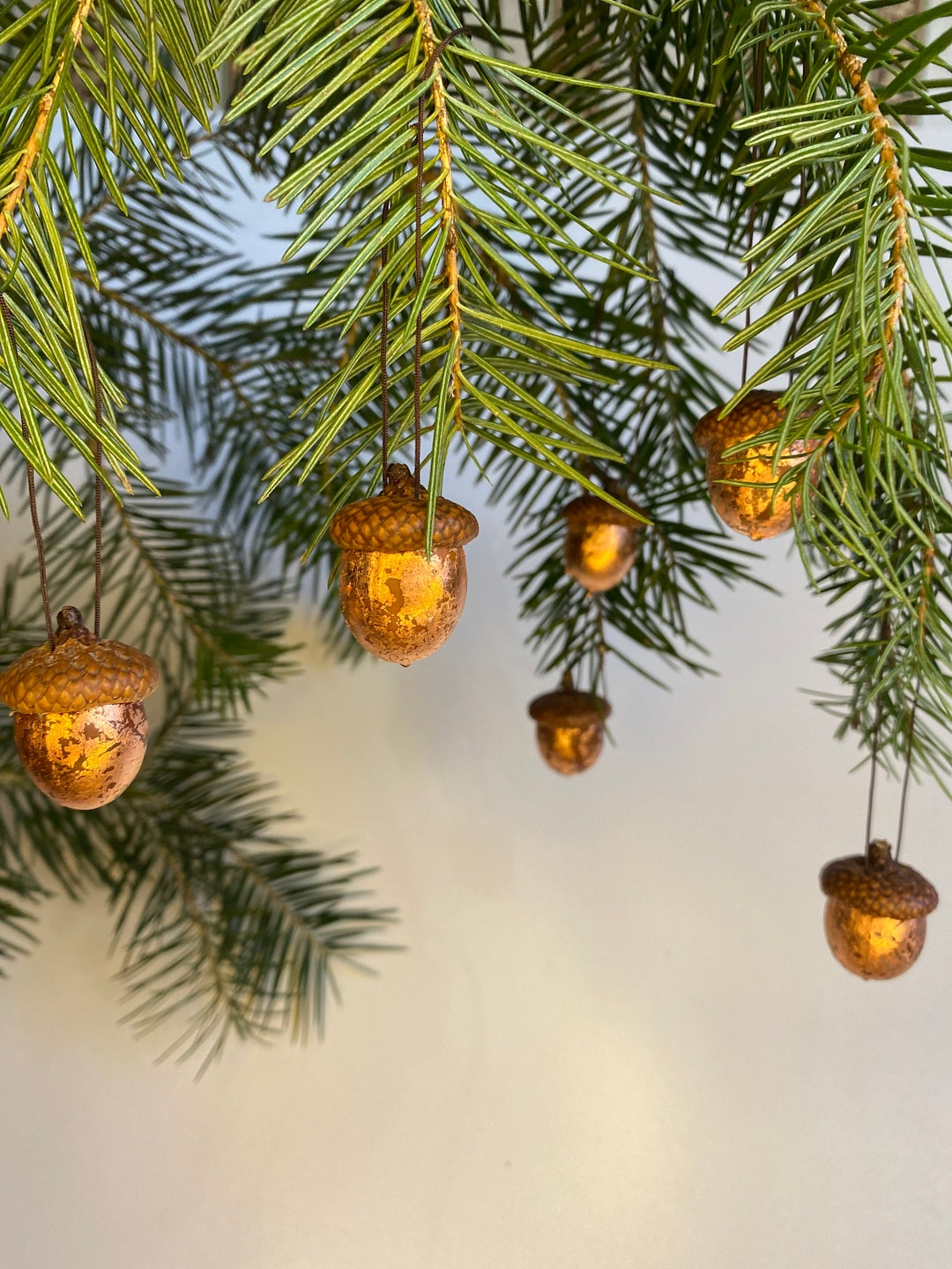 Set of 12 Natural Bronze Colored Acorns, Real Oak Handmade Christmas ...