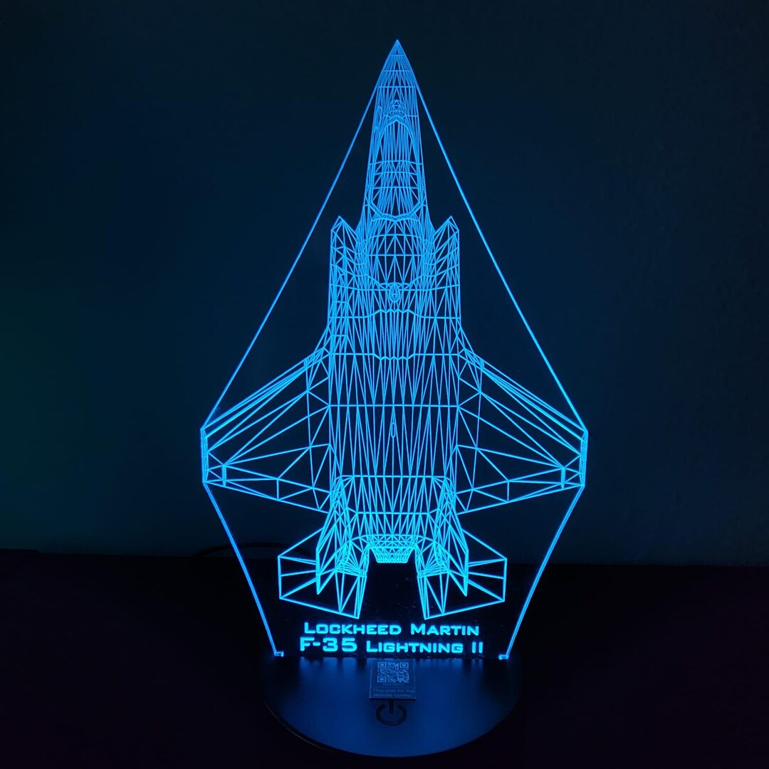 F-35 Top View 3D Acrylic RGB LED Display Lamp - Etsy