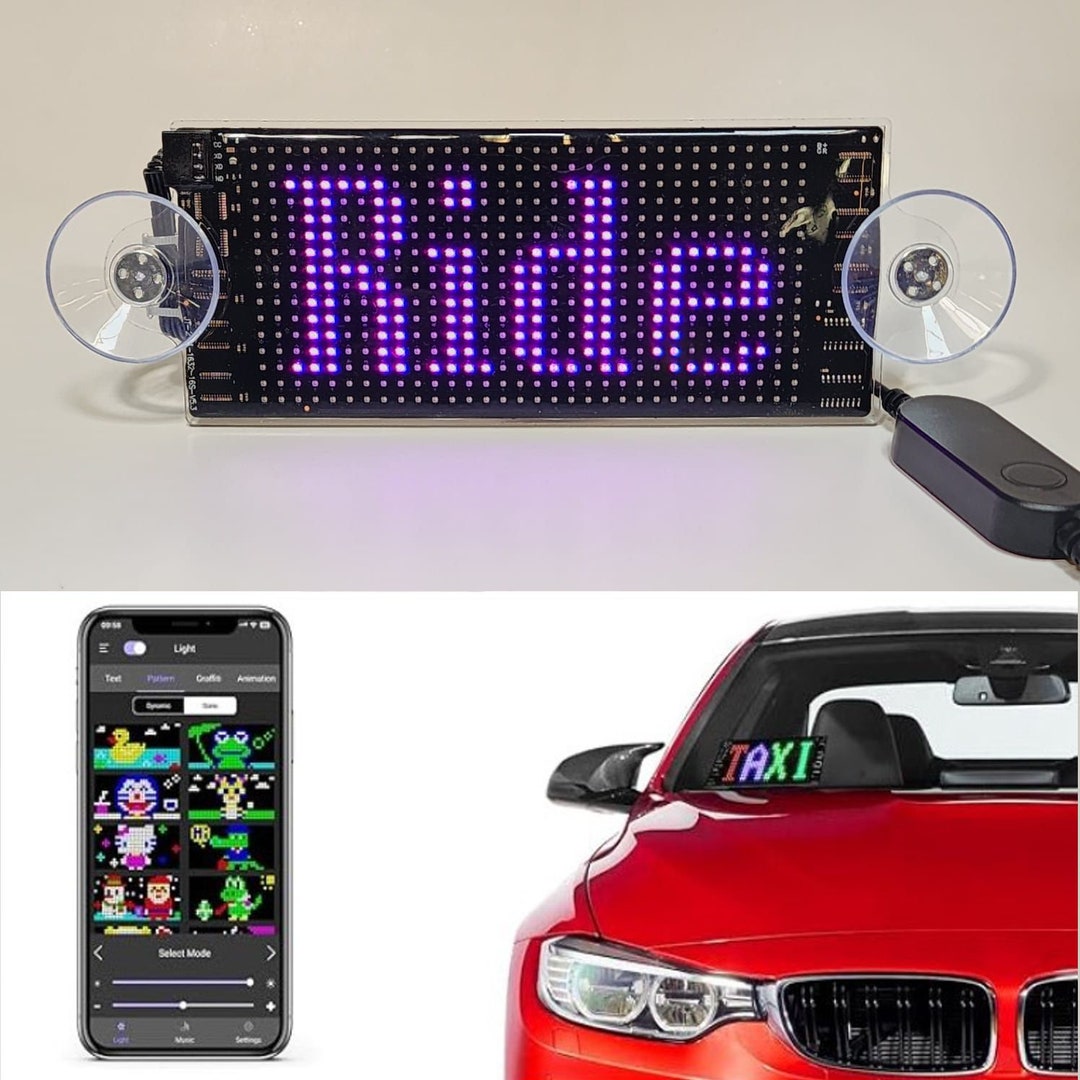 Bluetooth App-controlled LED Car Sign With Removable 1/8" Thick Real ...