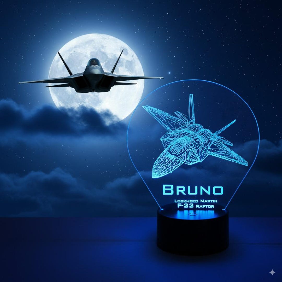 F-22 Raptor Perspective Table Lamp - High-quality 3D Acrylic RGB LED ...