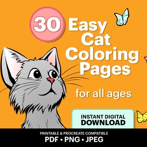 Cute Cat Coloring Pages Vol 1: 30 Easy Printable Coloring Book Pages ...