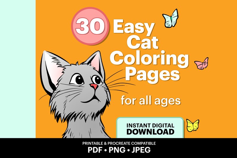 Cute Cat Coloring Pages Vol 1: 30 Easy Printable Coloring Book Pages ...