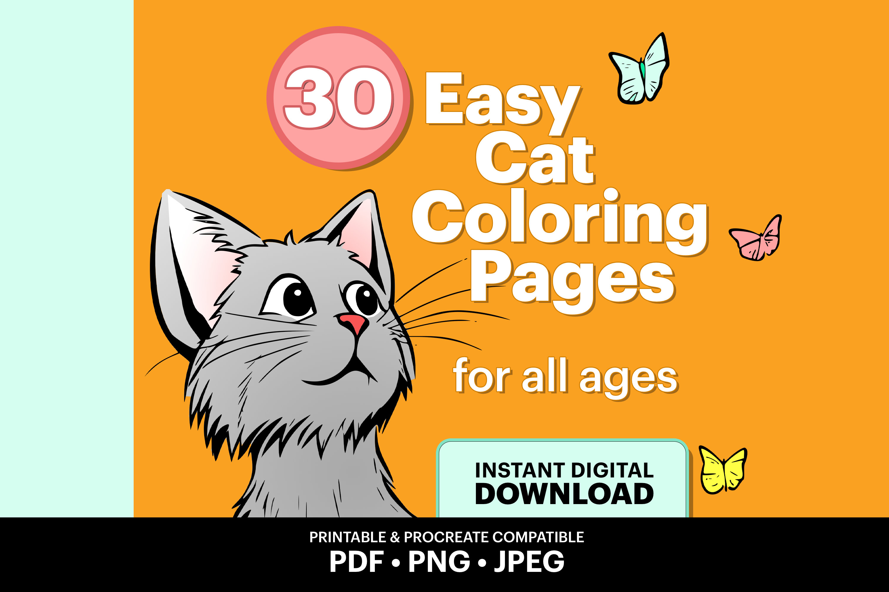 Cute Cat Coloring Pages Vol 1: 30 Easy Printable Coloring Book Pages ...