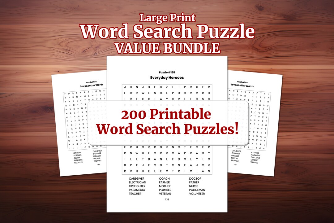 Large Type Word Search Puzzle VALUE BUNDLE Vol 1: 200 - Etsy