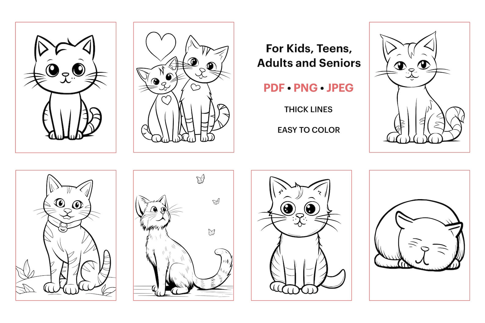 Cute Cat Coloring Pages Vol 1: 30 Easy Printable Coloring Book Pages ...