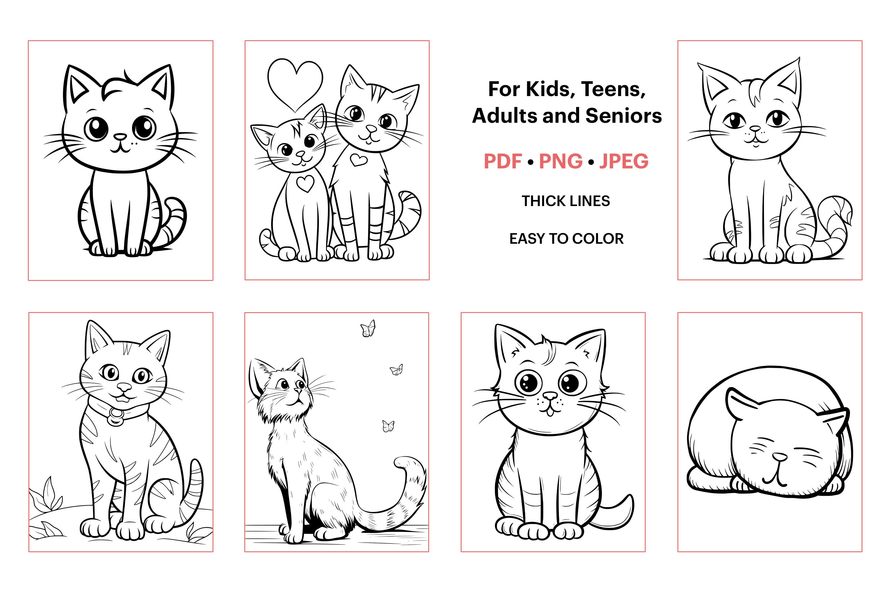 Cute Cat Coloring Pages Vol 1: 30 Easy Printable Coloring Book Pages ...