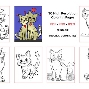 Cute Cat Coloring Pages Vol 1: 30 Easy Printable Coloring Book Pages ...