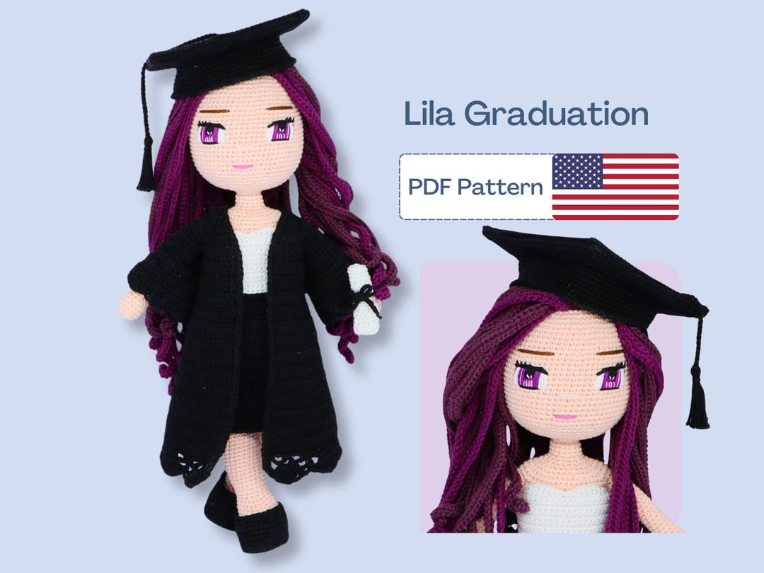 Graduation Crochet Doll Pattern, Easy Amigurumi Pattern, Crochet Doll ...