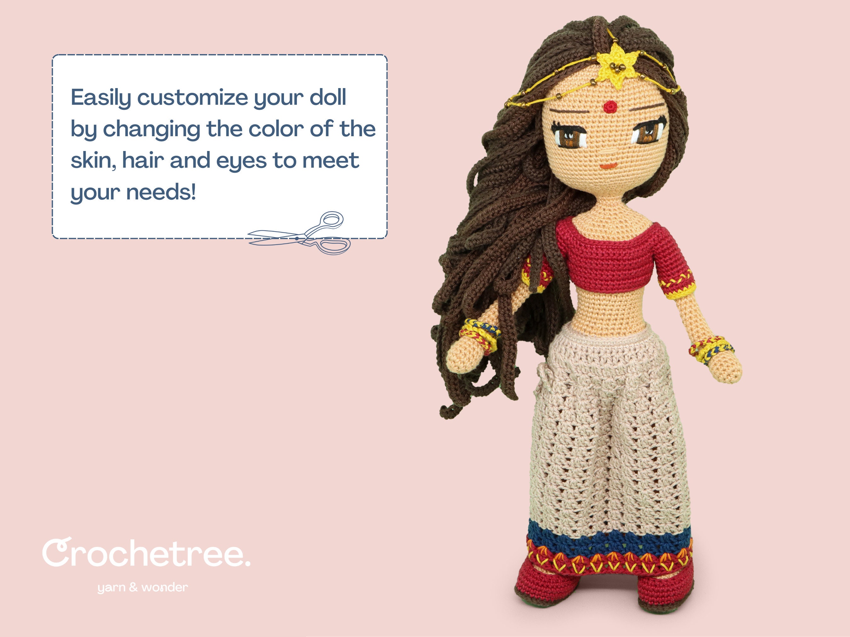 Indian Crochet Doll Pattern, Easy Amigurumi Pattern, Cute Crochet Doll ...