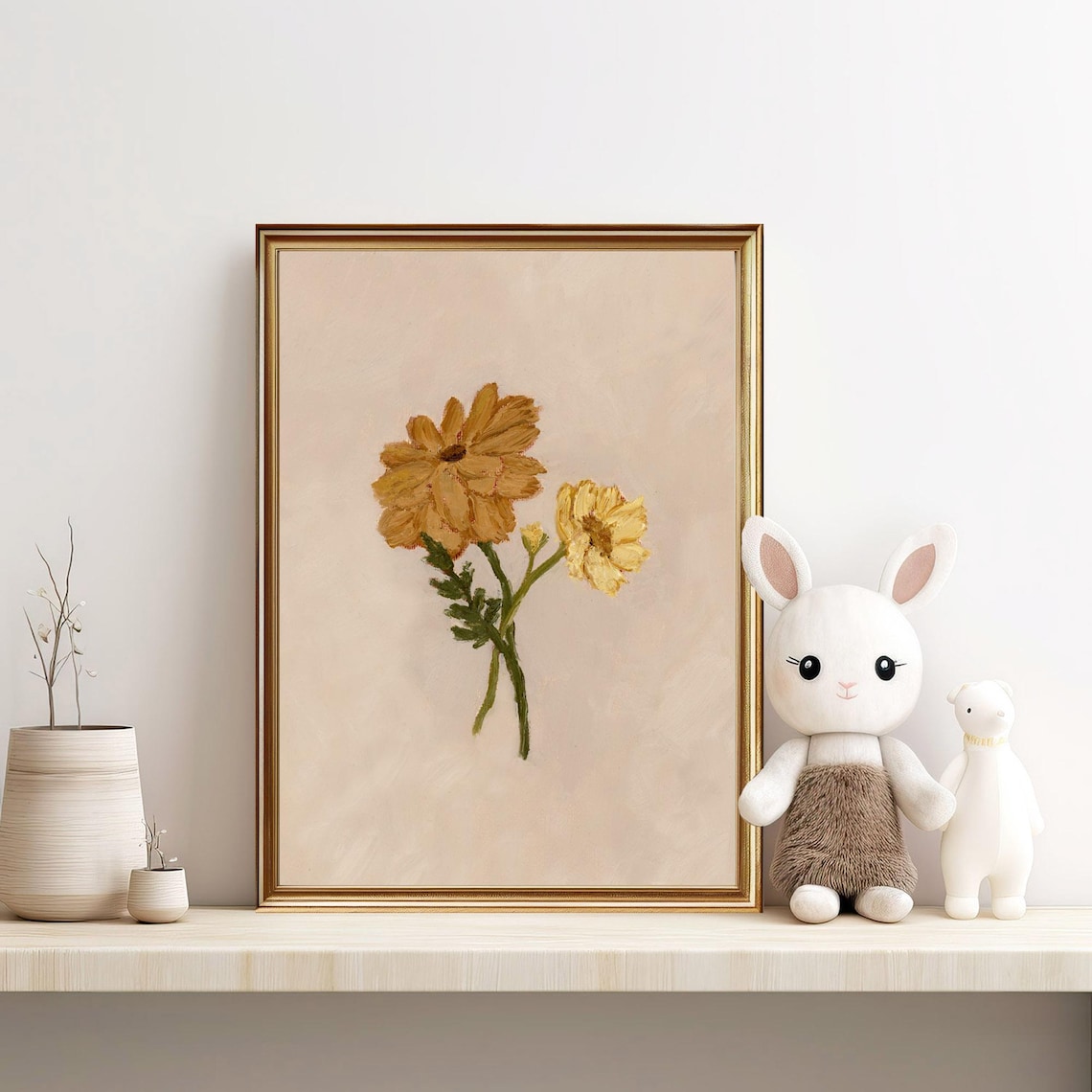 October Birth Flower Canvas Print: Marigold & Cosmos, Custom Name Art ...