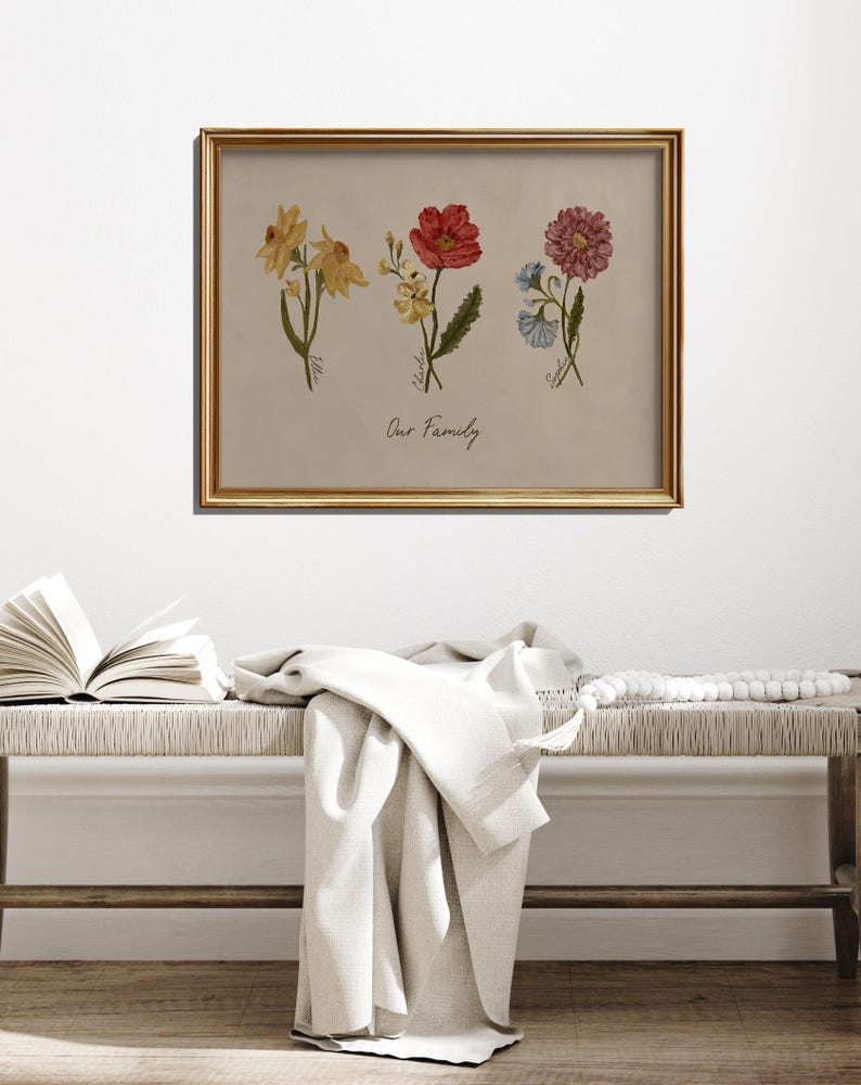 Custom Birth Flower Family Bouquet Print: Mother and Grandmother Gift ...