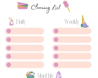 Simple Cleaning Schedule - Etsy