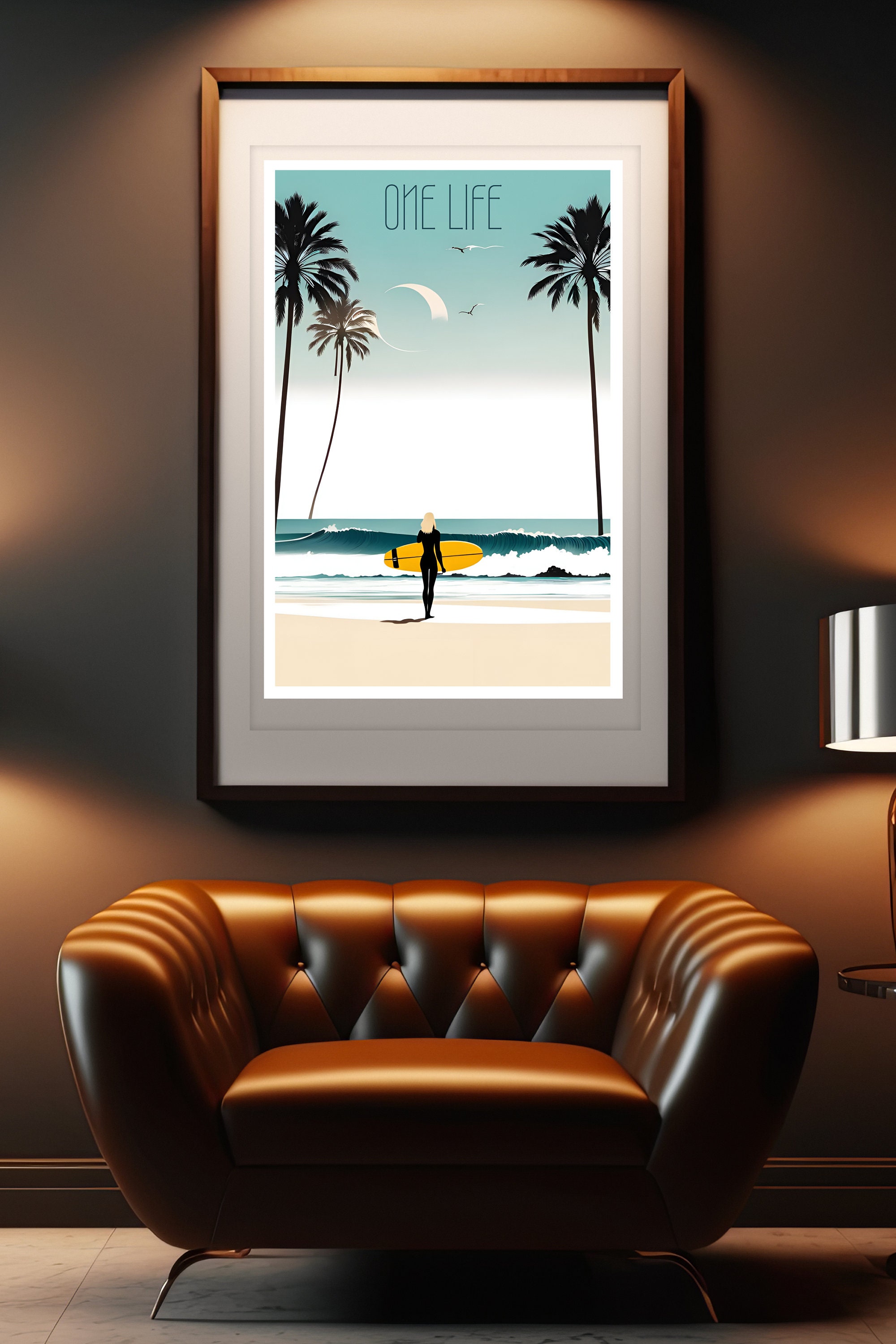 Ocean Dreamer: Minimalist Digital Poster - Female Surfer - Etsy