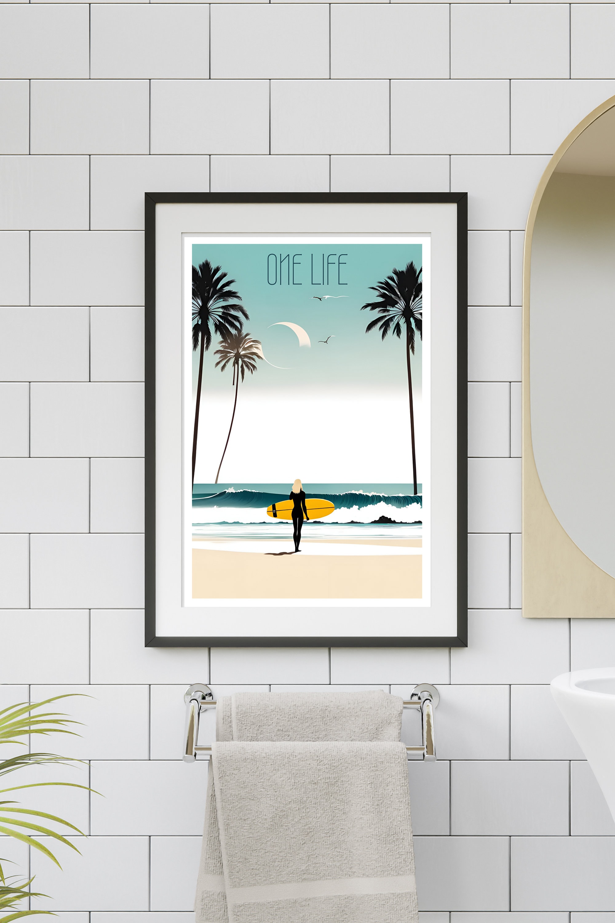 Ocean Dreamer: Minimalist Digital Poster - Female Surfer - Etsy
