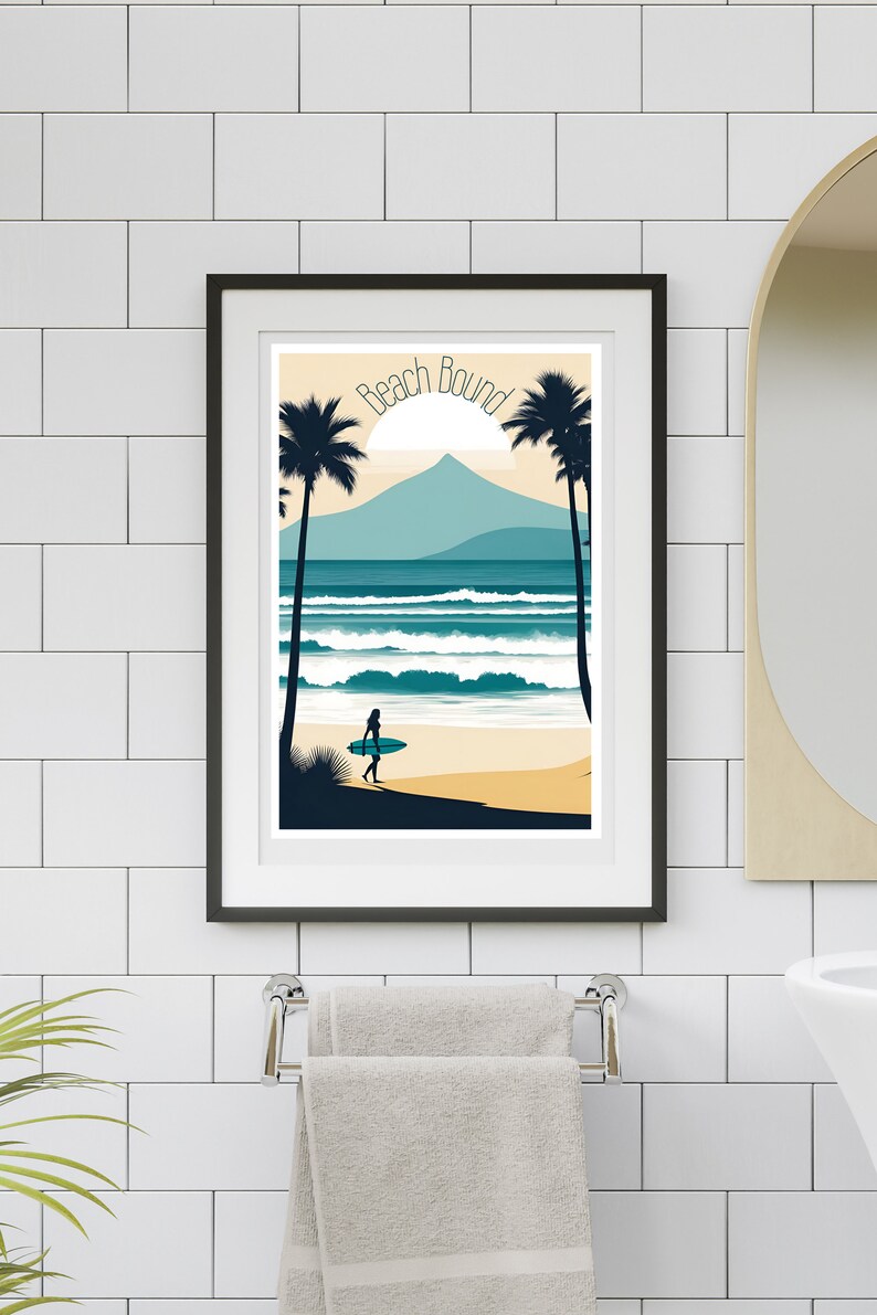Serene Surfer: Minimalist Poster for Female Wave Warriors - Etsy