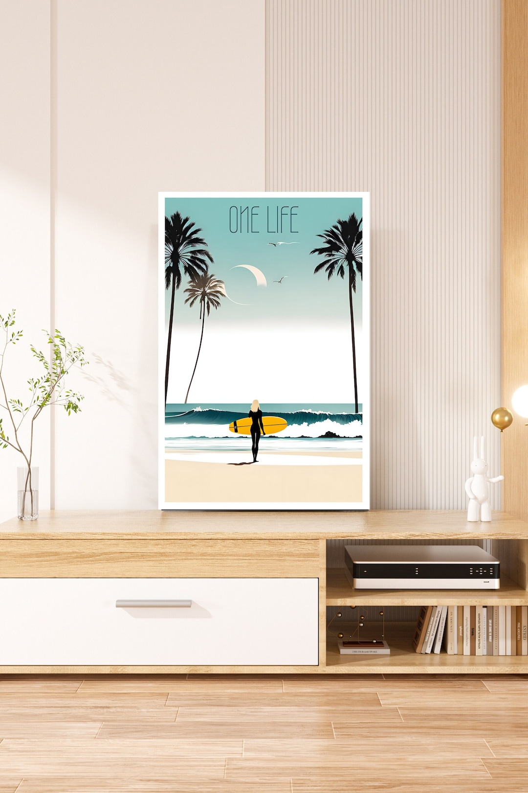 Ocean Dreamer: Minimalist Digital Poster - Female Surfer - Etsy