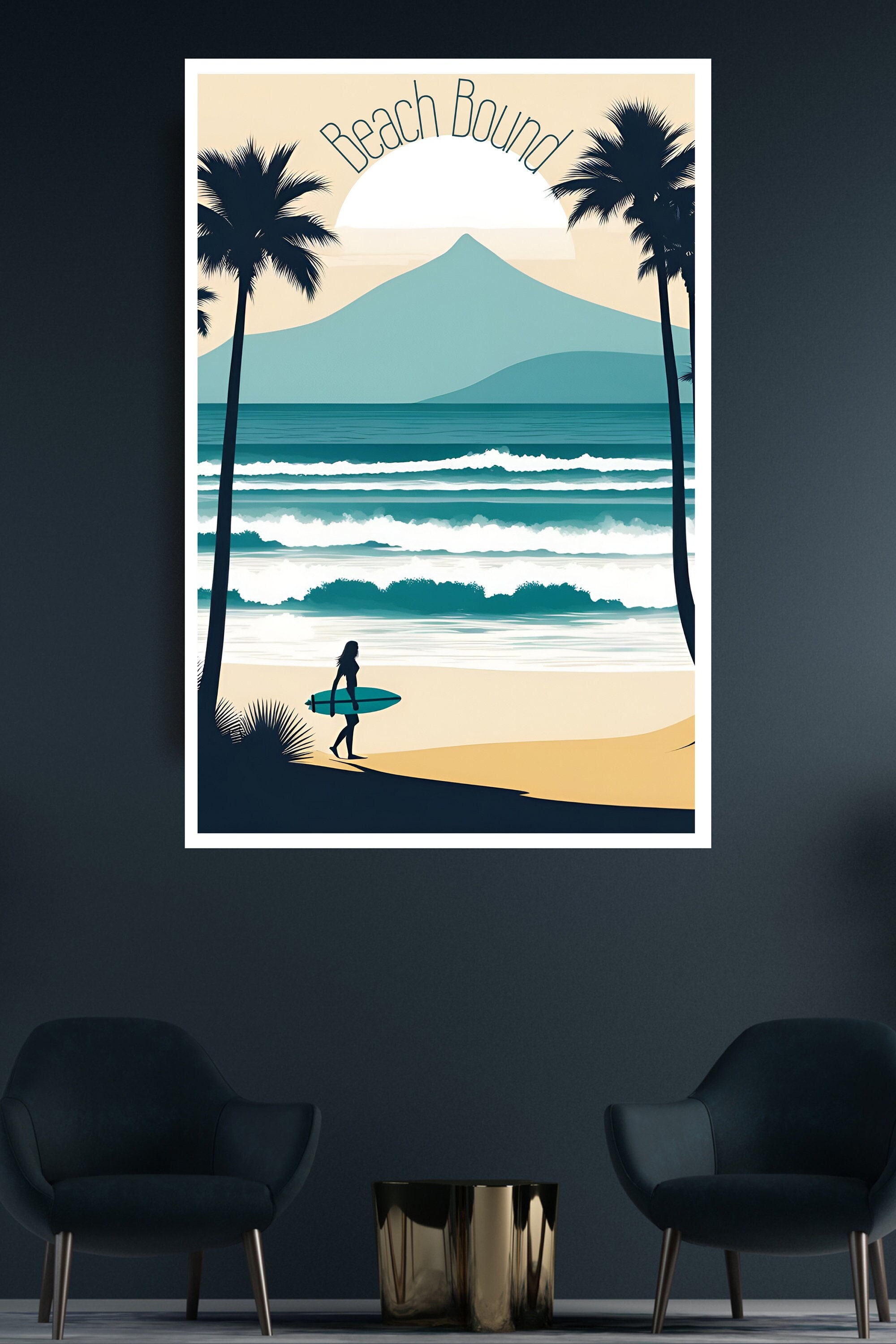 Serene Surfer: Minimalist Poster for Female Wave Warriors - Etsy