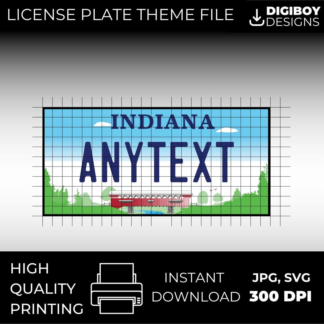 Indiana IN USA Blank License Plate Inspired Downloadable Printable High ...