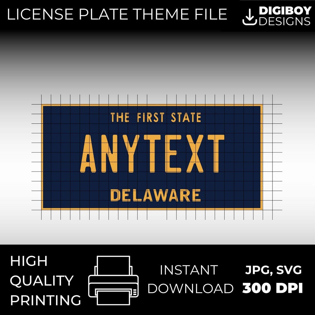 Delaware DE USA Blank License Plate Inspired Downloadable Printable ...