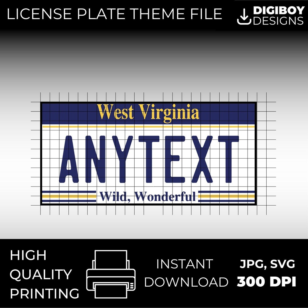 West Virginia WV USA Blank License Plate Inspired Downloadable ...