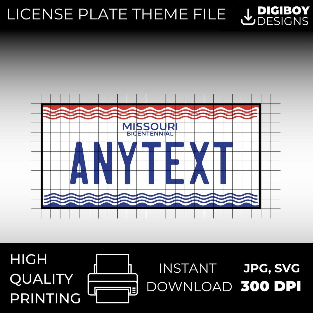 Missouri MO USA Blank License Plate Inspired Downloadable Printable ...