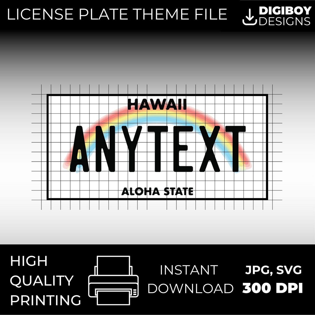 Hawaii HI USA Blank License Plate Inspired Downloadable Printable High ...
