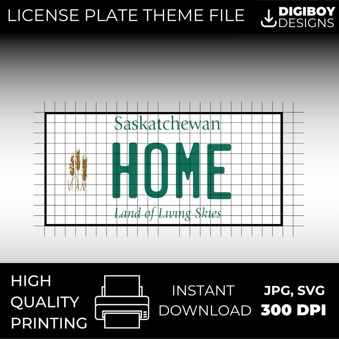 Saskatchewan SK Canada Blank License Plate Inspired Downloadable ...