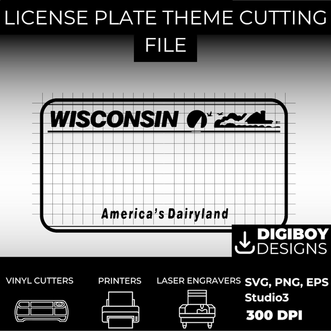 Wisconsin WI USA Blank License Plate Inspired Downloadable Printable ...