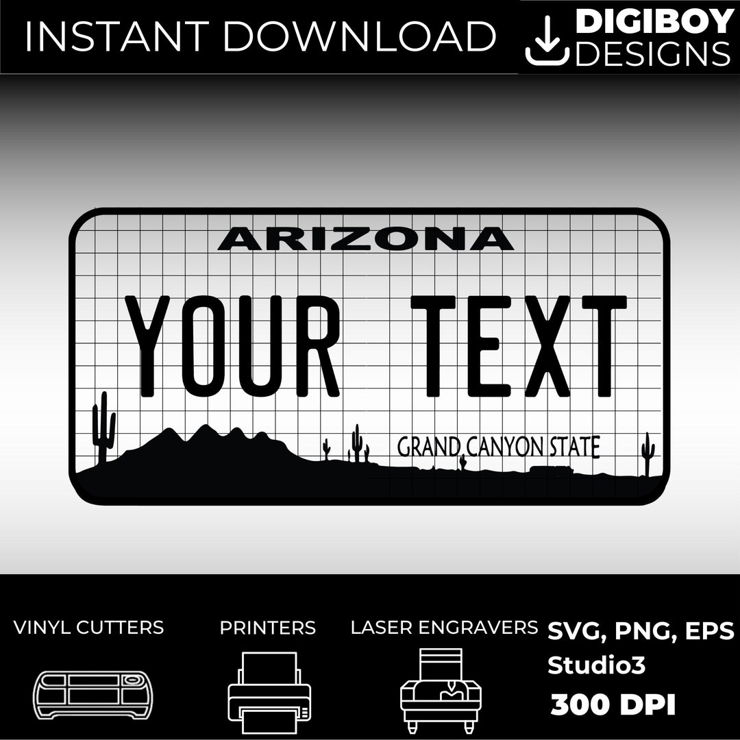 Arizona Blank License Plate SVG Laser Cut Files Vinyl - Etsy