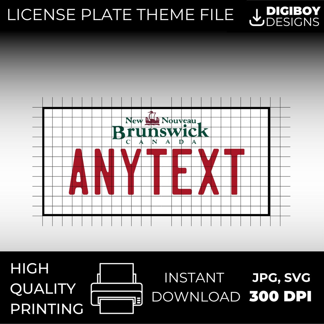 New Brunswick NB Canada Blank License Plate Inspired Downloadable ...