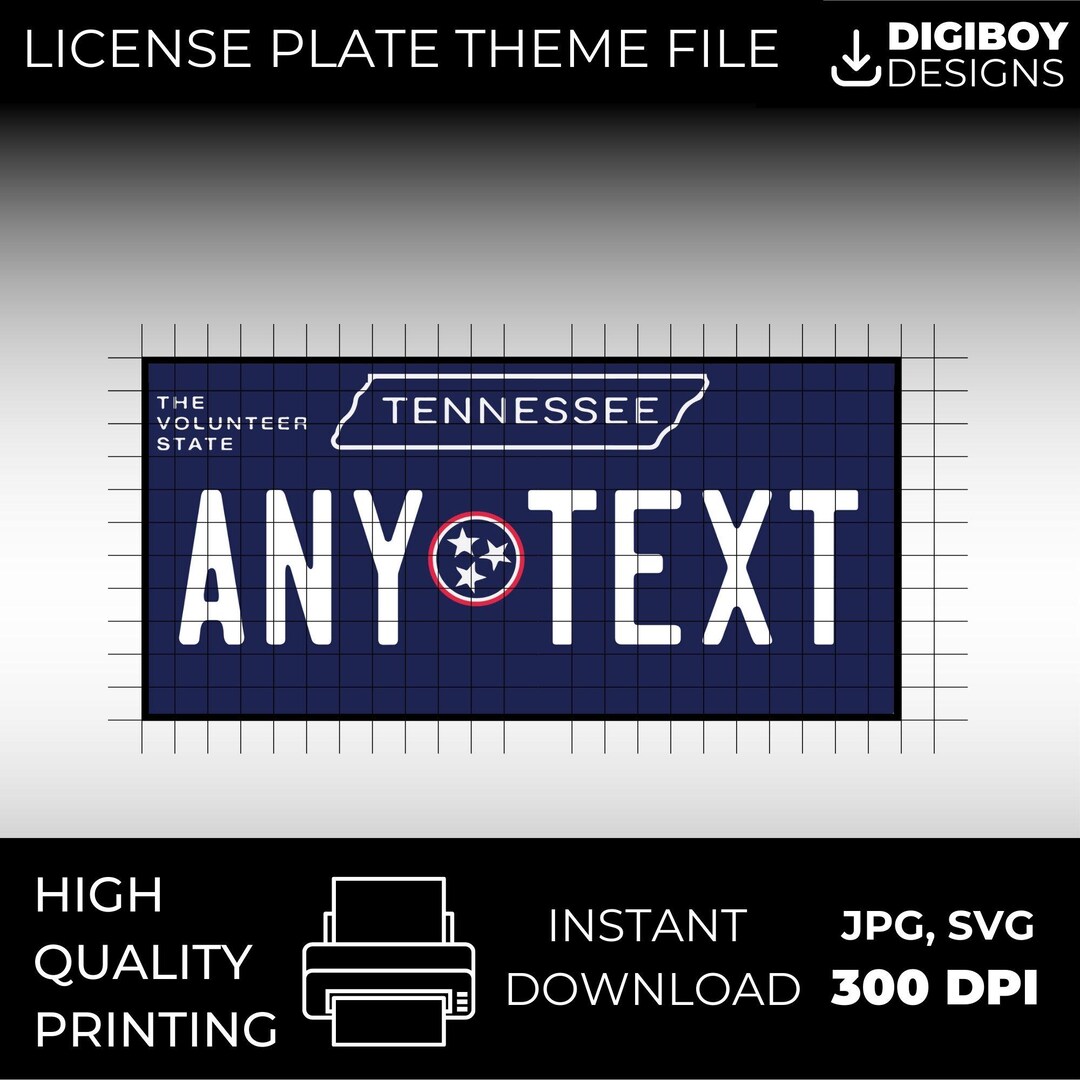 Tennessee TN USA Blank License Plate Inspired Downloadable Printable ...